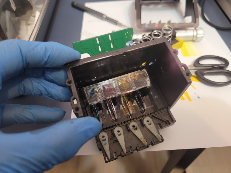 [고양시 무한잉크 출장수리] 삼성 SL-3520W 프린터 출력불량, 프린트 헤드 칩판부 탈락 분해 수리