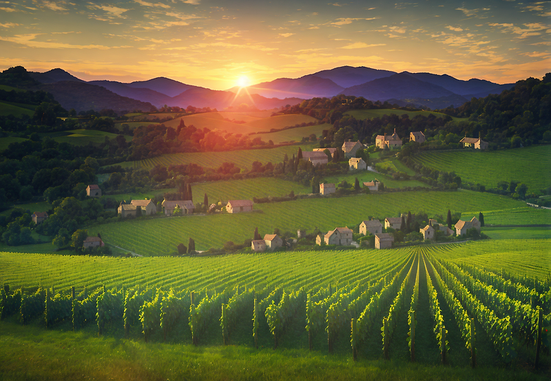 The Art of Winemaking: A Visual Journey through Idyllic Vineyards and Rustic Barrels