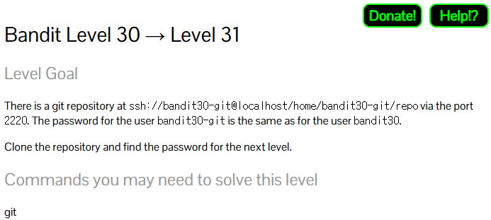 OverTheWire: Bandit - Level 30 → Level 31