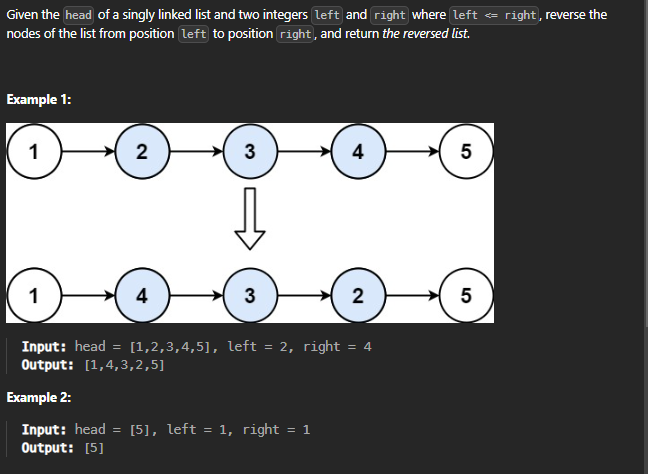 [LinkedList][Medium] 92. Reverse Linked List II