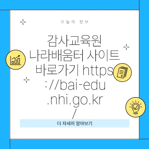 감사교육원 나라배움터 사이트 바로가기 https://bai-edu.nhi.go.kr/