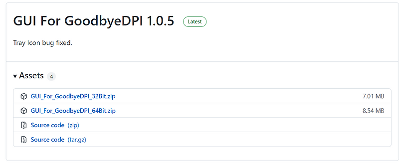 GUI For GoodbyeDPI 1.0.5 우회툴