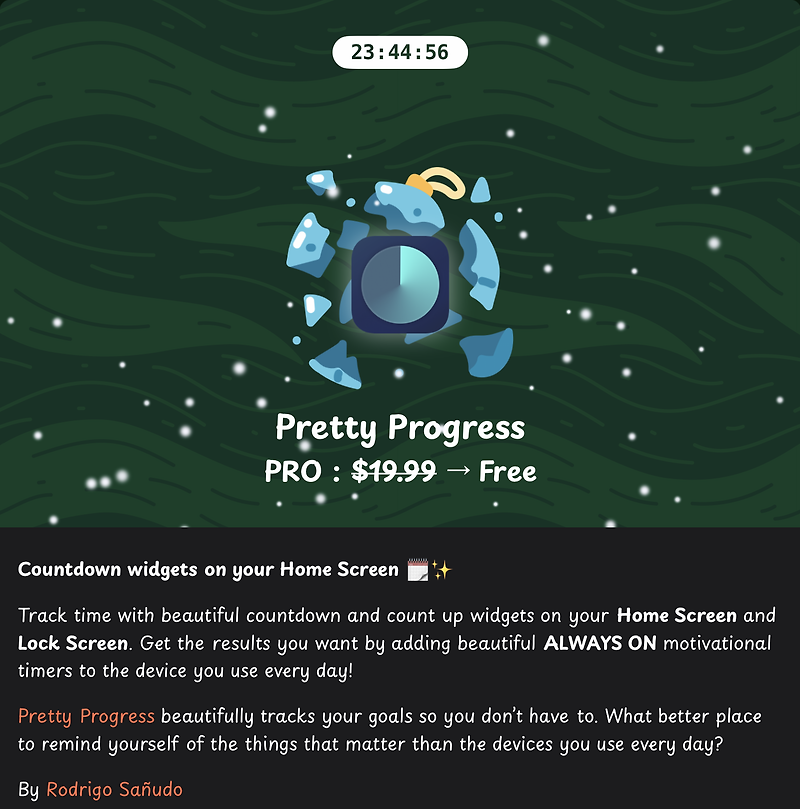 [무료앱/iOS] Pretty Progress - Indie App Santa