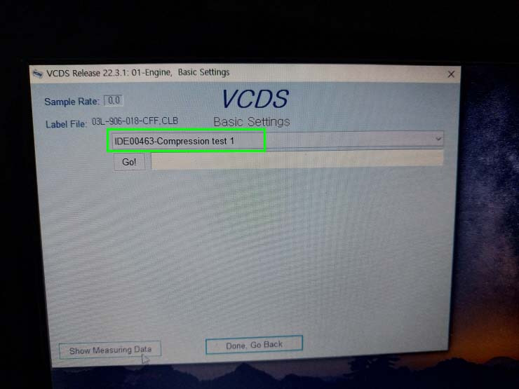 VCDS 실린더 압축 테스트 cylinder Compression Test
