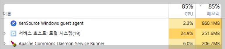 AWS 윈도우서버에서 XenSource Windows guest agent 메모리가 비정상적으로 늘어나는 현상
