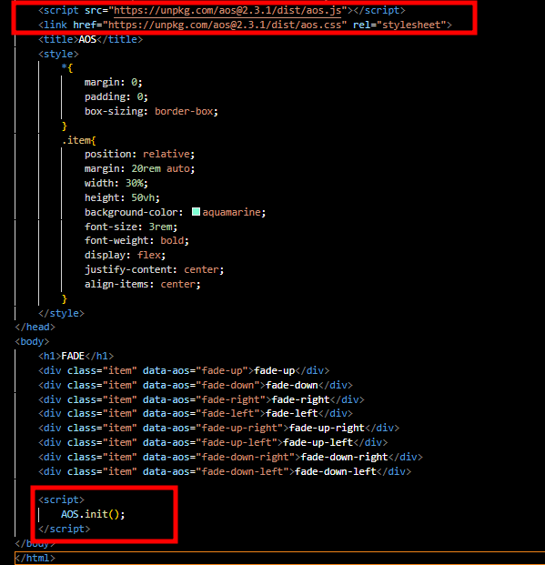 JavaScript - AOS library, javascript 메모