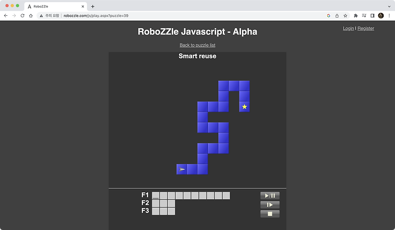 [ROBOZZLE] 로보즐 풀이 [11] | 39 - Smart reuse — 켜켜이 쌓이다