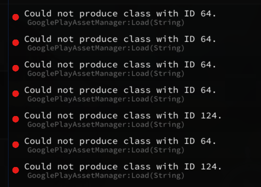 Unity, AAB 빌드 시스템에서의 Could not produce class with ID '(number)' 애러 발생