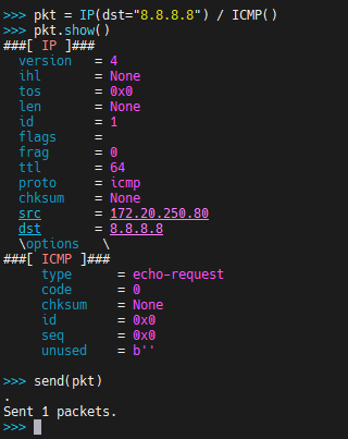 윈도우에서 Scapy 설치 및 패킷 생성하기