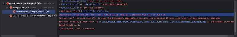 querydsl에서 Q파일 만들때 gradle 9 버전에러