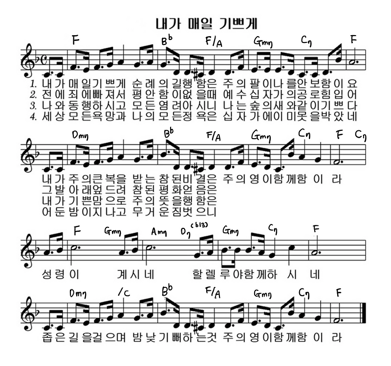[깔끔 찬송가 가사 악보] 내가 매일 기쁘게 191장 H Buffum And D M Shanks