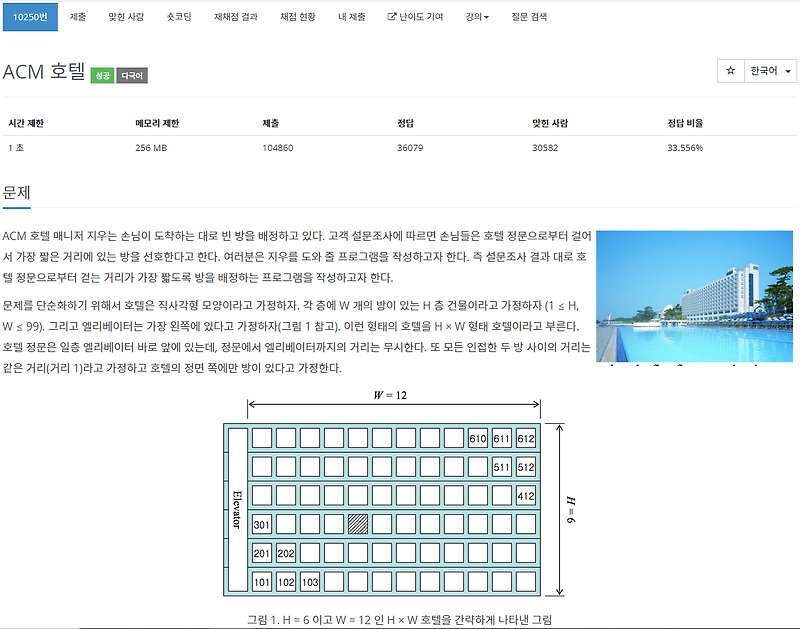 [백준/BOJ] 10250번 : ACM호텔 (JAVA / 자바) :: 코딩하는 코알못