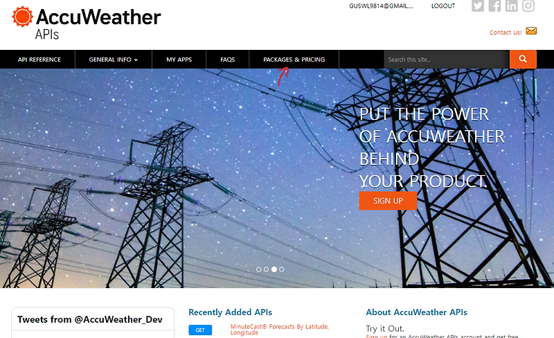 [OOTW] AccuWeather API를 적용해보자! - 1. API Key 발급하기