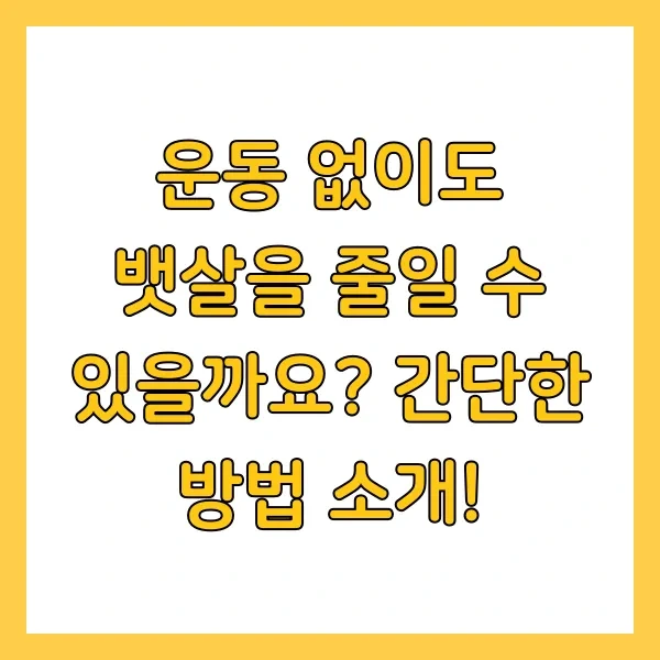 운동 없이도 뱃살을 줄일 수 있을까요? 간단한 방법 소개!
