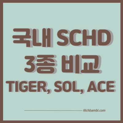 국내 SCHD 3종 비교(TIGER, SOL, ACE 미국배당다우존스) - 밤비의 투자생활