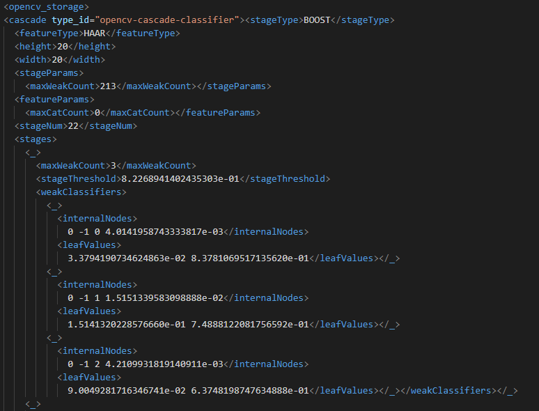 XML File for Haar Cascade Classifier :: Daub