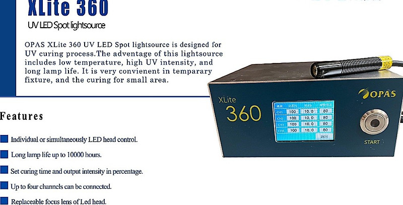 OPAS UV LED Spot Cure 경화기, UV Cure M/C, UV LED 스폿 경화장치, UV LED 스포트조사기, 엘이디 램프 UV경화기, XLite360 ...