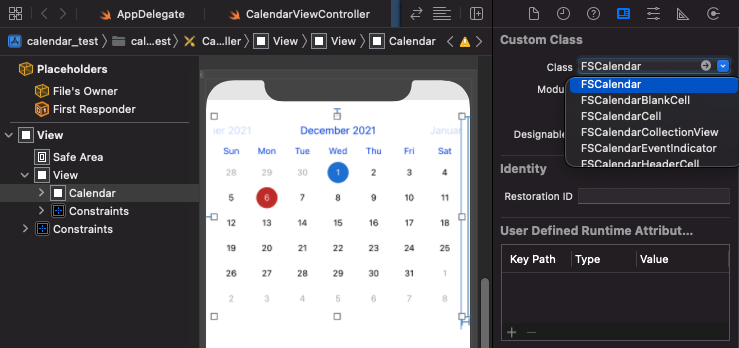[Swift iOS] 캘린더 라이브러리 _FSCalendar 설치 및 사용하기
