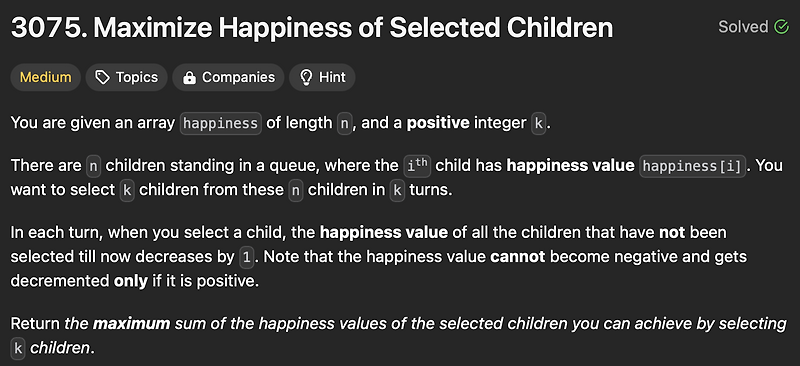 3075. Maximize Happiness of Selected Children