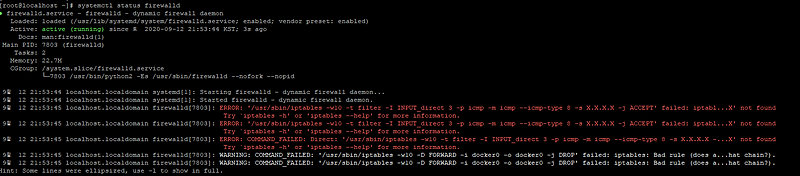 [LINUX] /usr/sbin/iptables -w10 -t filter -I INPUT_direct 3 -p icmp -m icmp --icmp-type 8 -s X.X ...