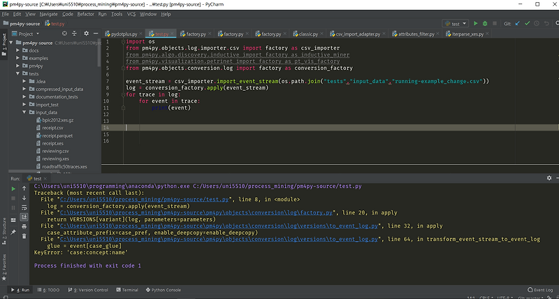 PM4Py 이벤트 로그 컬럼명 설정 방법 (PM4Py KeyError: case:concept:name) - 유니의 공부