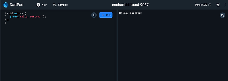 DartPad.dev 사이트 이용 하기 dart 문법 간편하게 실행(확인)하기
