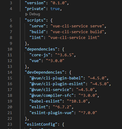 손가락귀신 :: Vue package.json