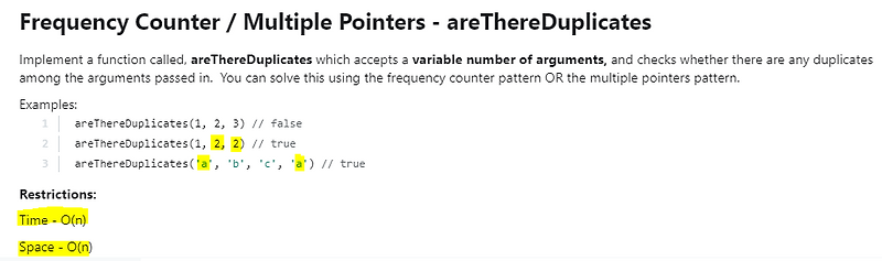 JavaScript 알고리즘(6) Multiple Pointers Pattern -areThereDuplicates