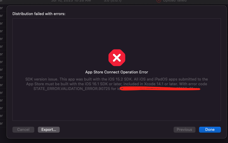 [React-Native] Xcode Error - App Store Connect Operation Error