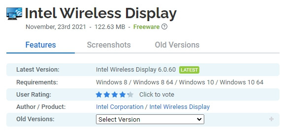 Intel Wireless Display 무료 다운로드