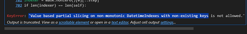 [pandas] 데이터 프레임 키 지정 후 에러 발생 (KeyError: 'Value based partial slicing on non-monotonic ...