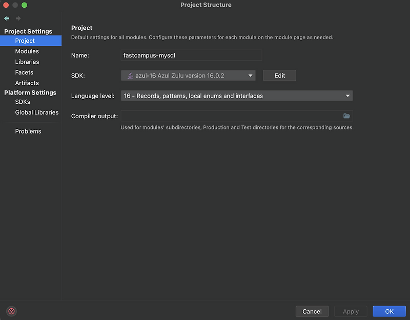 [Intellij] Cause: error: invalid source release: 16 해결하기 — 홀리몰리 개발로그