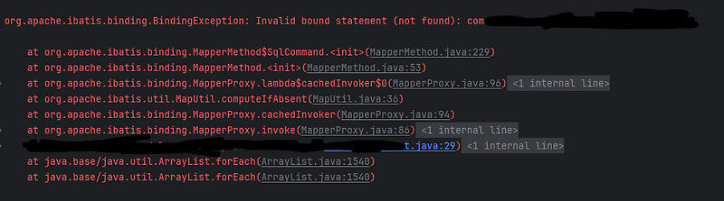 org.apache.ibatis.binding.BindingException: Invalid bound statement (not found)