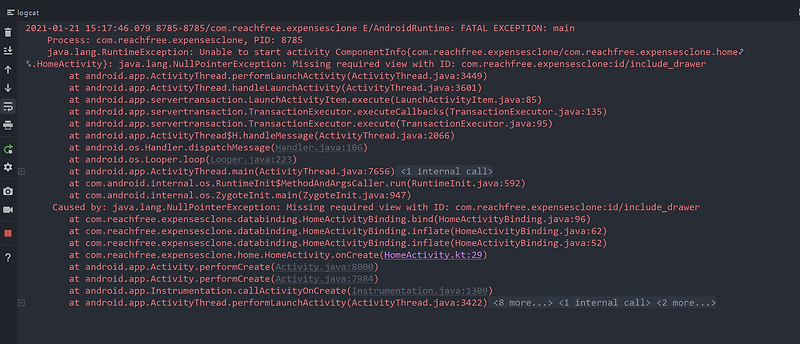 [Android/Error] 안드로이드 Caused by: java.lang.NullPointerException: Missing required view with ID