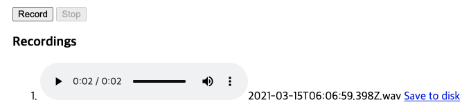 Web-based audio recording