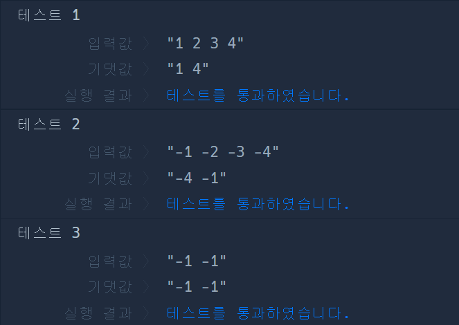 [programmers - python] Lv.2: 최댓값과 최솟값