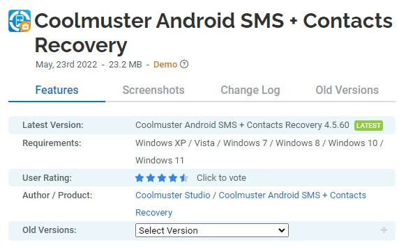 Coolmuster Android SMS + Contacts Recovery 무료 다운로드