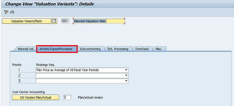 [SAP CO] Costing Variants 에 관하여(Valuation type편[Activity Types])