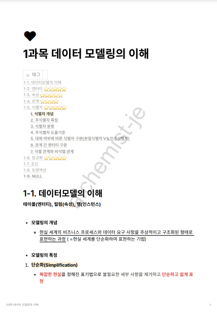 2024 SQLD 1과목 요약정리 PDF 공유