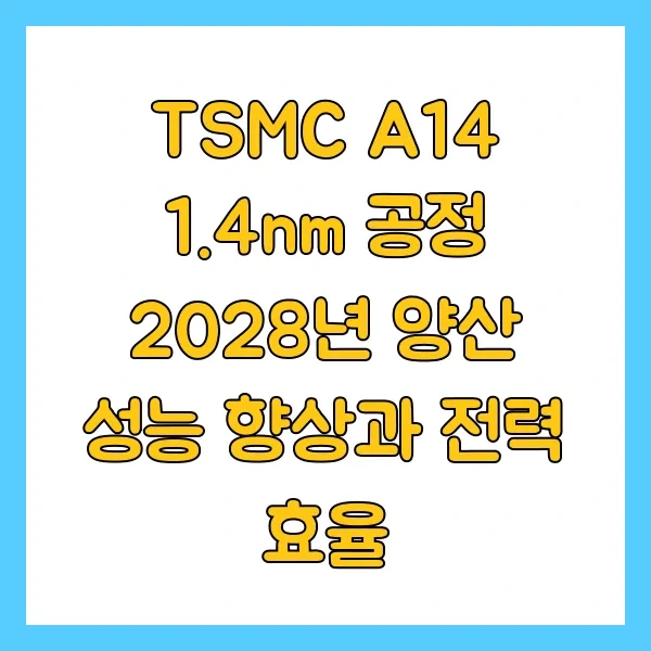 TSMC A14 1.4nm 공정 2028년 양산 성능 향상과 전력 효율
