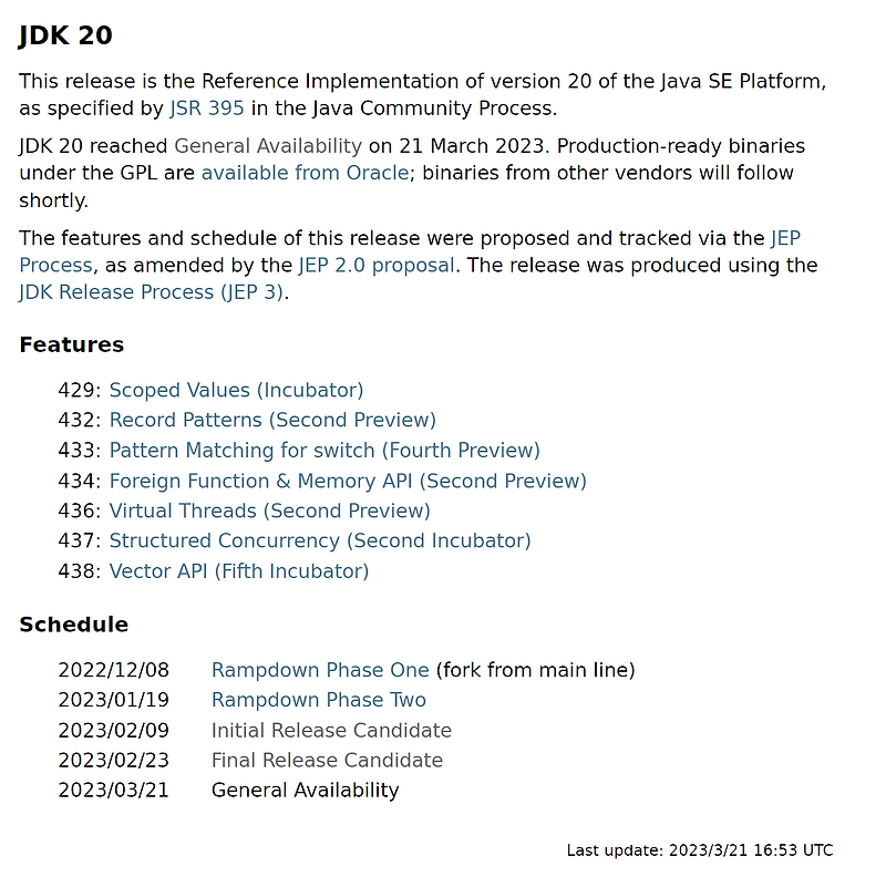 두레박 캠퍼스 :: [Java] JDK 20(Java 20)