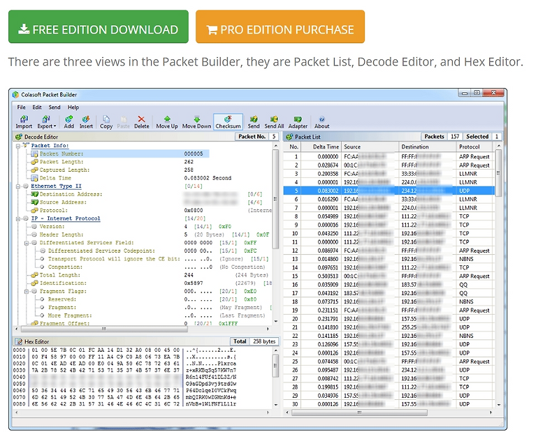 Colasoft Packet Builder - Windows용 패킷 전송툴(snort rule 검증)