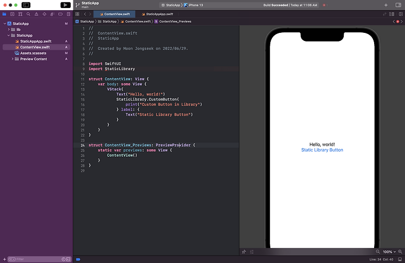 [iOS] Swift Static Library 만들기(Device, Simulator) — 프로그래뭄
