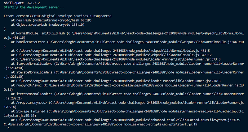 [REACT]Error: error:0308010C:digital envelope routines::unsupported