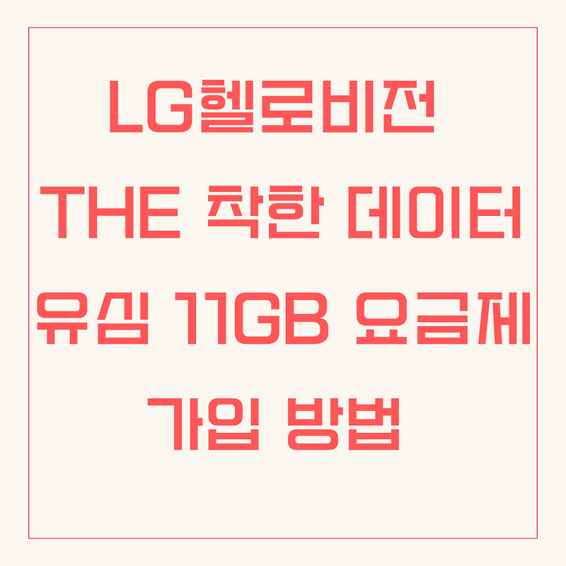 LG헬로비전 The 착한 데이터 유심 11GB 요금제 가입 방법