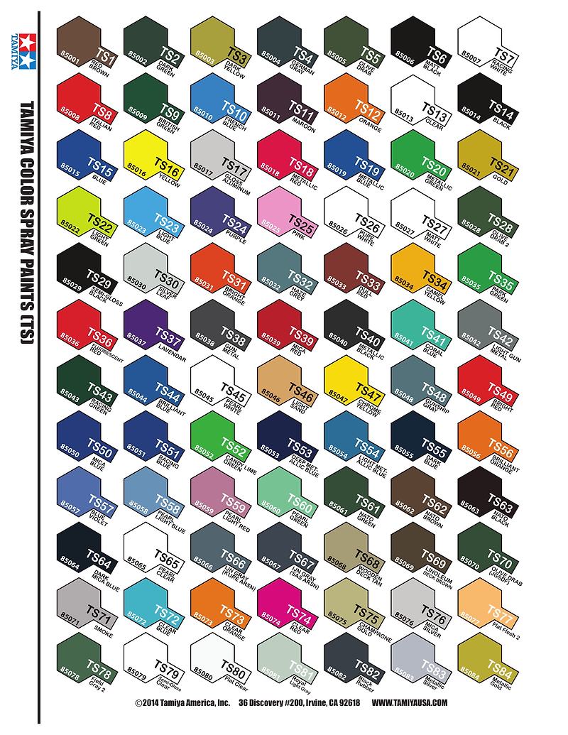타미야 스프레이 컬러 (tamiya color spray chart)