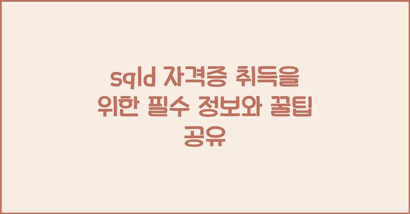 sqld 자격증 취득을 위한 필수 정보와 꿀팁 공유