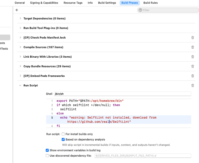 [SwiftLint] Xcode에서 프로젝트에 lint 적용하기.