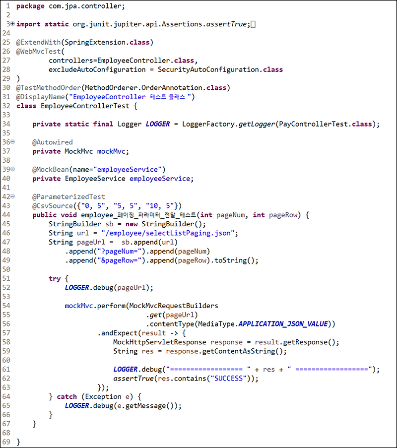JUnit5 Controller ParameterizedTest