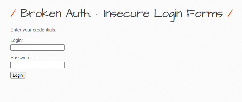 Broken Authentication - Insecure Login Form